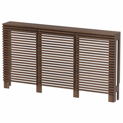 Radiator Cover Walnut Modern Horizontal Slat Shelves MDF Cabinet Shelf ...