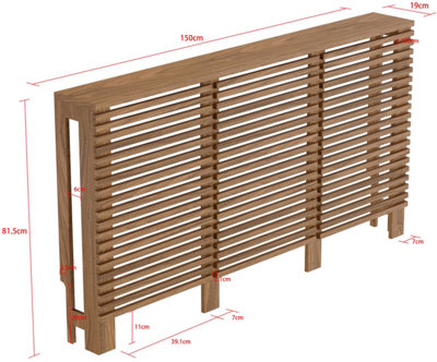 Radiator Cover Walnut Modern Horizontal Slat Shelves MDF Cabinet Shelf ...