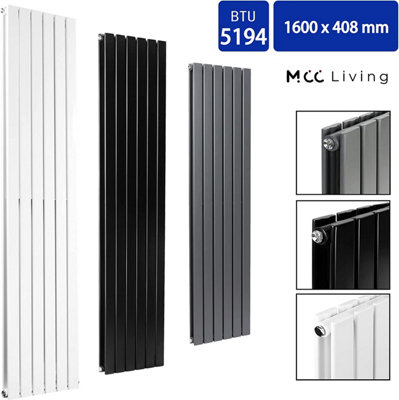 Radiator Double Panel (H) 1600 Flat Panel Vertical Column Radiator Black