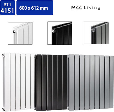 Radiator Double Panel (H)600mm Flat Panel Vertical Column Radiator White