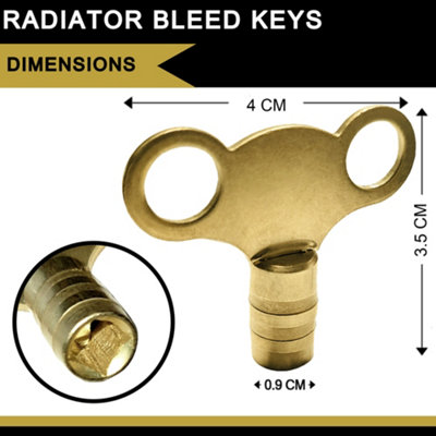 Radiator Key for Bleeding and Venting Radiators 5mm Heavy Duty Brass ...