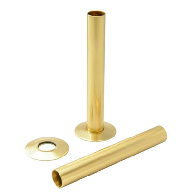 Radiator Pipe Covers Polished Brass 18mm x 130mm & Shroud Kit, Premium ...