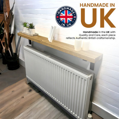 Radiator Shelf, Narrow Hallway Wall Board (Rustic Pine, 60cm Long)