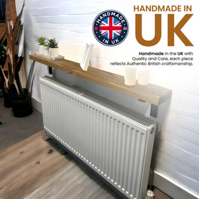 Radiator Shelf, Narrow Hallway Wall Board (Tudor Oak, 150cm Long)