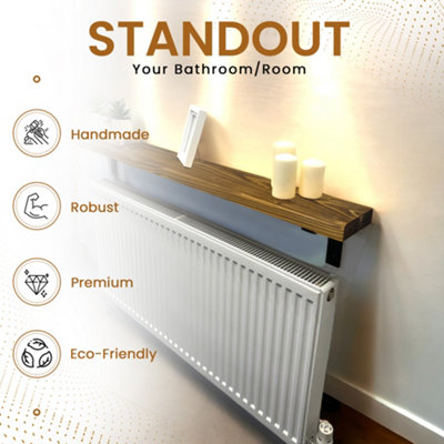 Radiator Shelf, Narrow Hallway Wall Board (Tudor Oak, 150cm Long)