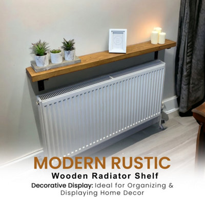 Radiator Shelf, Narrow Hallway Wall Board (Tudor Oak, 150cm Long)