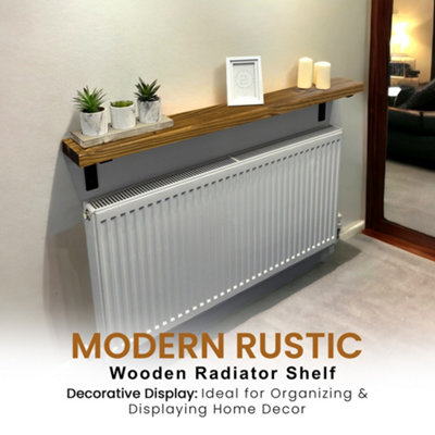 Radiator Shelf, Narrow Hallway Wall Board (Tudor Oak, 60cm Long)
