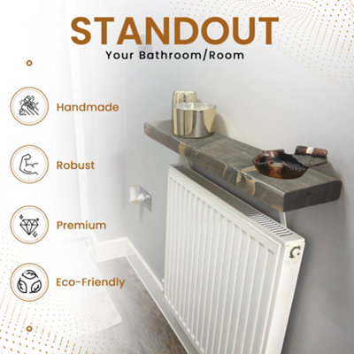 Radiator Shelf NO Drill, Rustic Slim Narrow Hallway (Driftwood, 90cm)