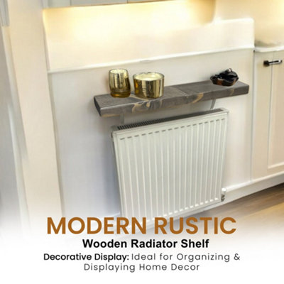 Radiator Shelf NO Drill, Rustic Slim Narrow Hallway (Driftwood, 90cm)
