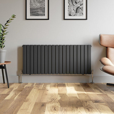 RadiLux Anthracite Designer Radiator Horizontal Flat Panel Double Panel ...