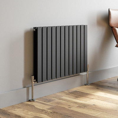RadiLux Anthracite Designer Radiator Horizontal Flat Panel Double Panel ...