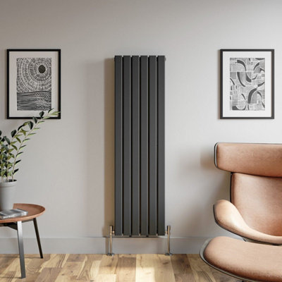 RadiLux Anthracite Designer Radiator Vertical Flat Panel Double Panel ...