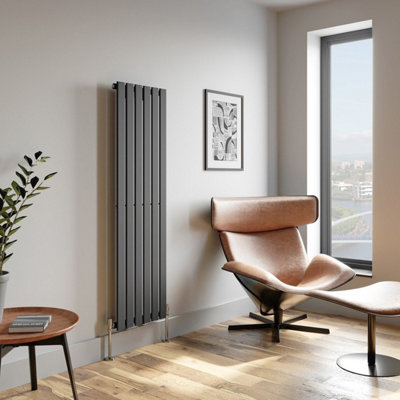 RadiLux Anthracite Designer Radiator Vertical Flat Panel Single Panel ...