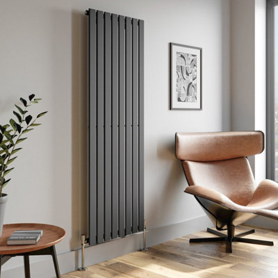 RadiLux Anthracite Designer Radiator Vertical Flat Panel Single Panel ...