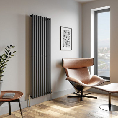 RadiLux Anthracite Designer Radiator Vertical Oval Column Single Panel ...