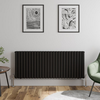 RadiLux Black Designer Radiator Horizontal Oval Tube Column Rads Double ...