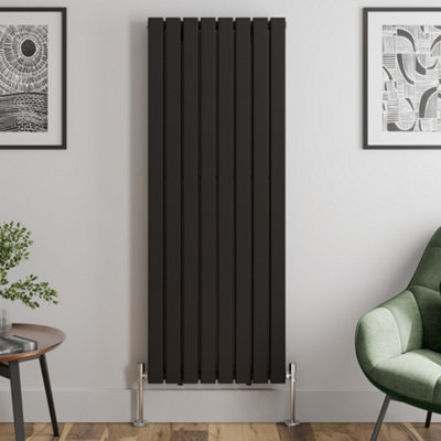RadiLux Black Designer Radiator Vertical Flat Double Panel Rad ...