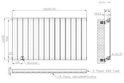 RadiLux Designer Radiator Horizontal White Flat Panel Rads Single Panel ...