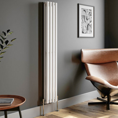 RadiLux Designer Radiator Vertical White Oval Column Rads Double Panel ...