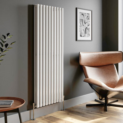 RadiLux Designer Radiator Vertical White Oval Column Rads Double Panel ...
