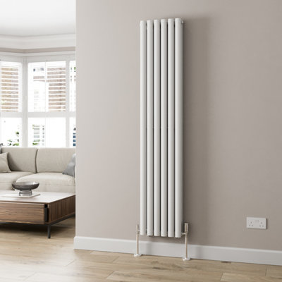 RadiLux Designer Radiator Vertical White Oval Column Rads Double Panel ...