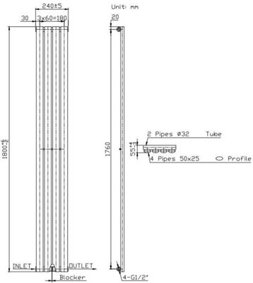 RadiLux Designer Radiator Vertical White Oval Column Rads Single Panel ...