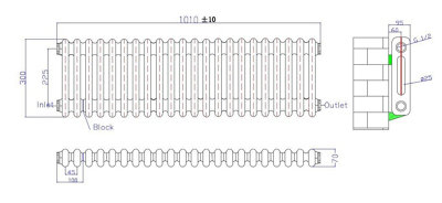 RadiLux Traditional Colosseum Horizontal Double Bar Column Radiator 300 ...