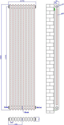 RadiLux Traditional Colosseum Vertical Double Bar Column Radiator 1800 ...