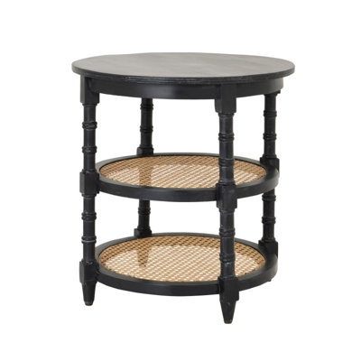Raffles Round Side Table - Wood - L58 x W58 x H58 cm - Black | DIY at B&Q