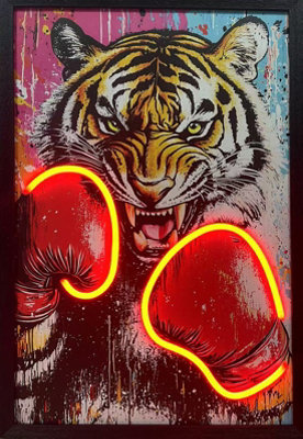 Raging Tiger Boxing Neon LED Wall Art 40 x 60 cm