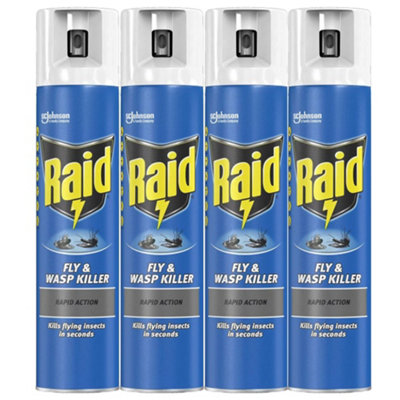 Raid Fly & Wasp Killer Spray Treatment Rapid Action 300ml x 4