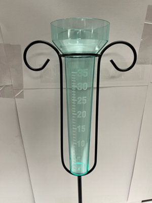 Rain Gauge With Steel Frame and Plastic Rain Collector.