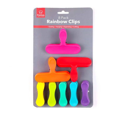 Rainbow Bag Clips Set 8PK different color