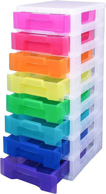 Rainbow Coloured 8 x 9.5 Litre Plastic Modular Storage Tower Units For ...