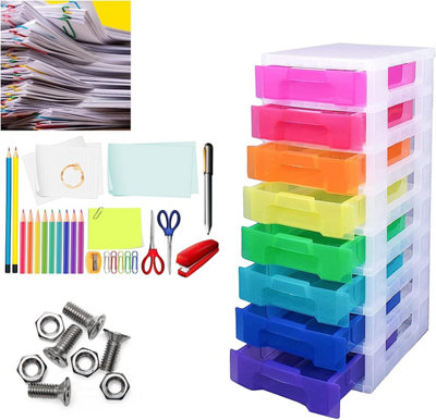 Rainbow Coloured 8 x 9.5 Litre Plastic Modular Storage Tower Units For ...