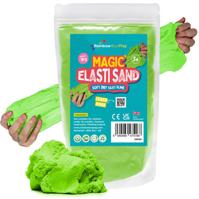 Rainbow Eco Play - Magic Sand - Elasti - Green - 1kg - Kids Coloured Sand