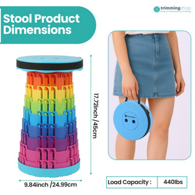 Rainbow Portable Telescopic Stool, Collapsible Plastic Stool for Hiking ...