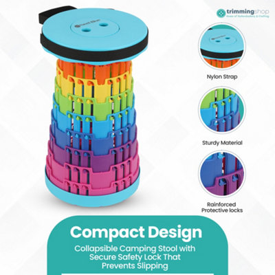 Rainbow Portable Telescopic Stool, Collapsible Plastic Stool for Hiking ...