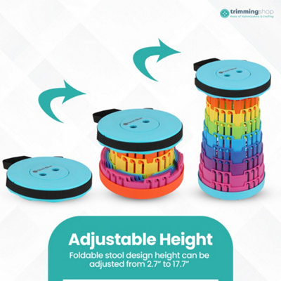 Rainbow Portable Telescopic Stool, Collapsible Plastic Stool for Hiking ...