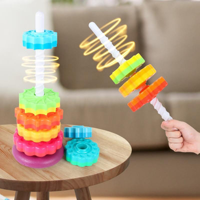 Rainbow Stacking Tower Toy for Toddlers, Colorful Educational Spiral ...