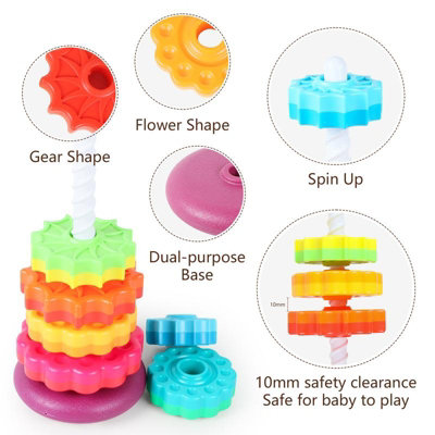 Rainbow Stacking Tower Toy for Toddlers, Colorful Educational Spiral ...