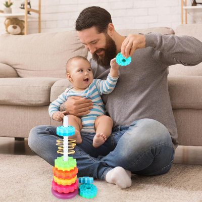 Rainbow Stacking Tower Toy for Toddlers, Colorful Educational Spiral ...