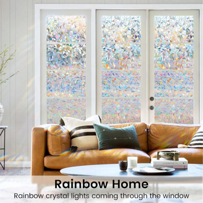 Rainbow Window Film Privacy Stained Glass Window Film Non,Adhesive 3D ...