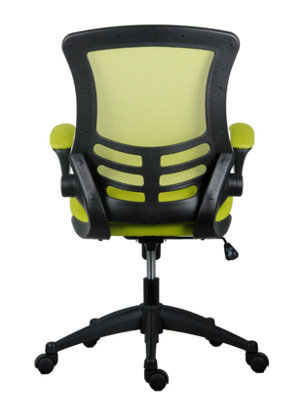 Rainbow Zebra Green Mesh Office Chair with Black Base and Folding Armrests