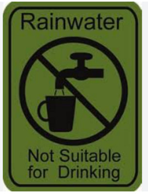 Rainwater Harvesting Warning Sign Outdoor