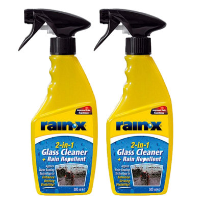 RainX 2in1 Glass Cleaner Hydrophobic Rain Water Repellent 2x500ml