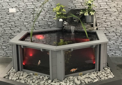 Raised hexagon pond with large windows Lily Clear View Garden Aquarium ...