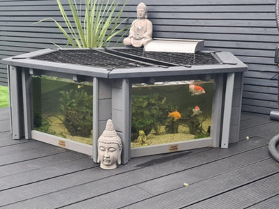 Raised hexagon pond with large windows Lily Clear View Garden Aquarium ...