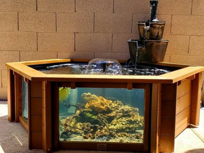 Raised hexagon pond with large windows Lily Clear View Garden Aquarium ...