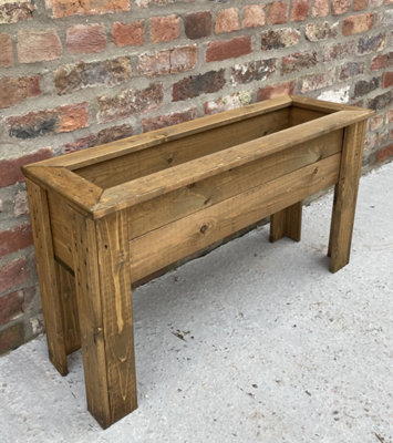 Raised Rectangular Planter Wooden Garden Flowers Vegetables Container ...